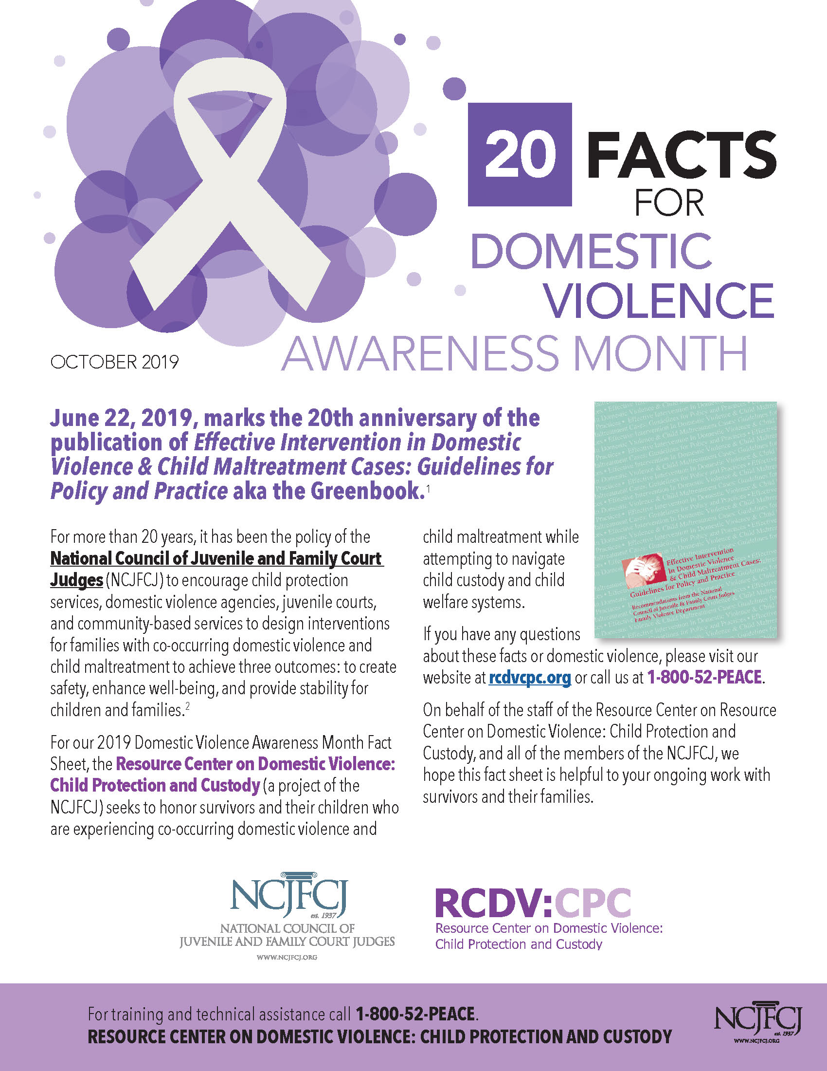 20 Facts for Domestic Violence Awareness Month - October 2019 - NCJFCJ